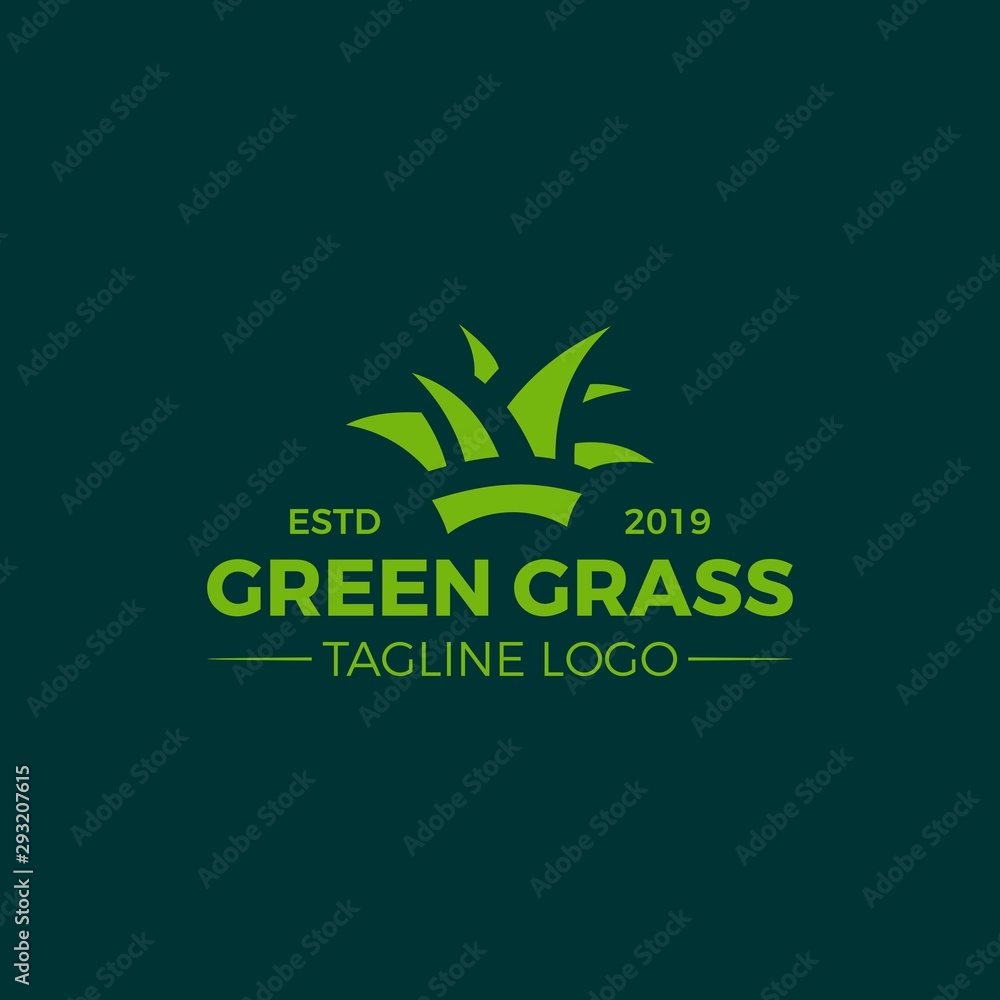 Vector Logo Green Grass Concept Original Stock Vector | Adobe Stock