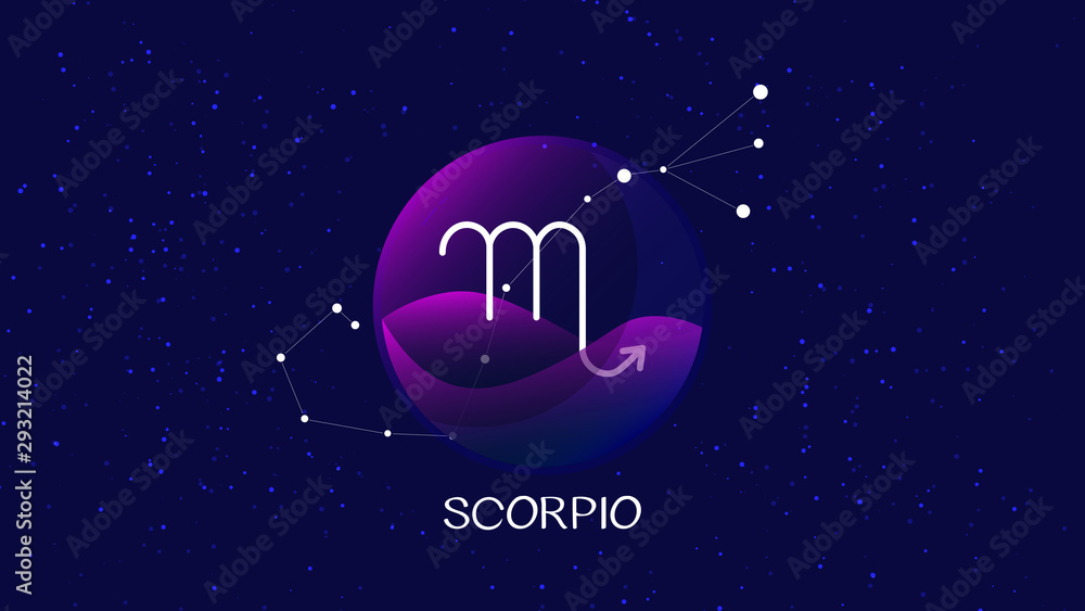 Scorpio sign, zodiac background. Beautiful and simple illustration of ...