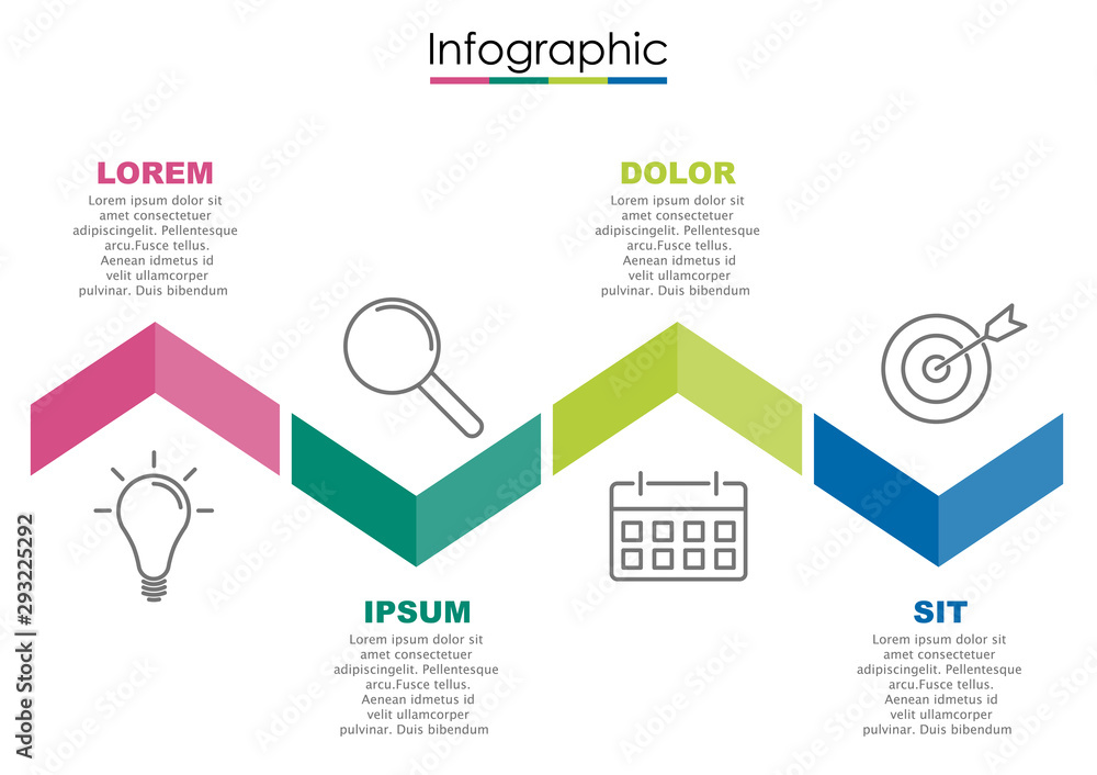 Vector infographic template with four steps or options. Illustration ...