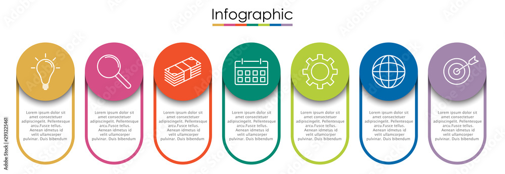 Vector infographic template with seven steps or options. Illustration ...