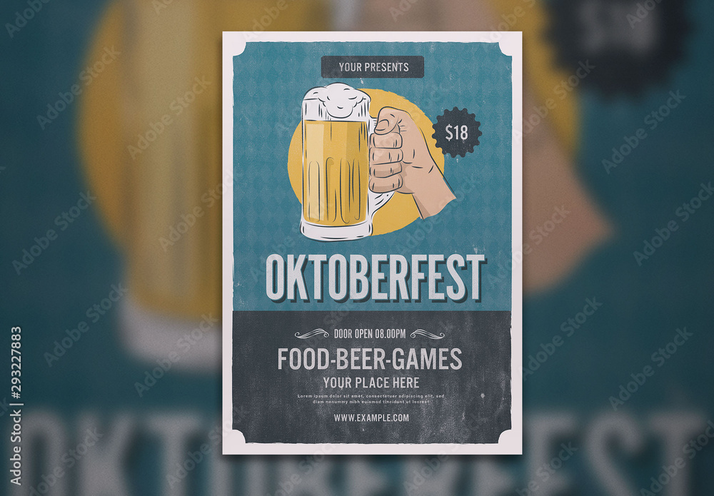 Oktoberfest Flyer Layout with Cartoon-Style Illustration Stock Template ...
