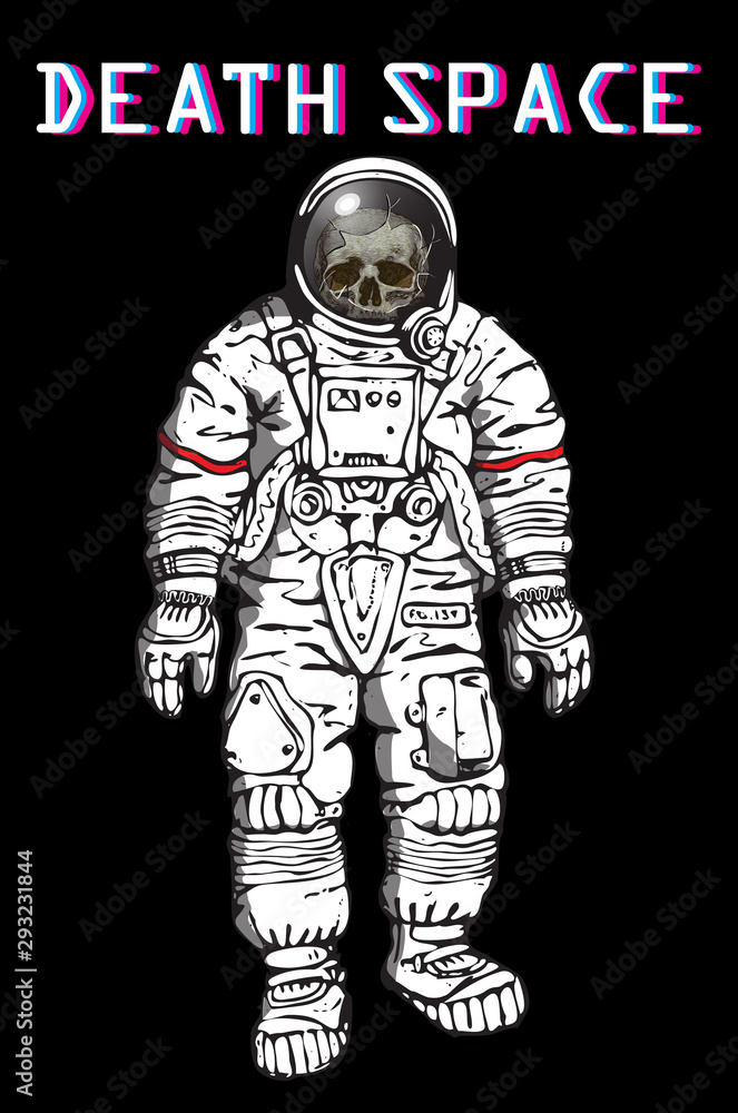 vector image of a dead astronaut on a dark background with the ...