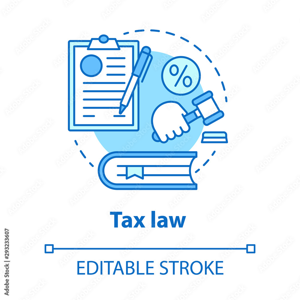 Tax law blue concept icon. Financial verdict idea thin line ...