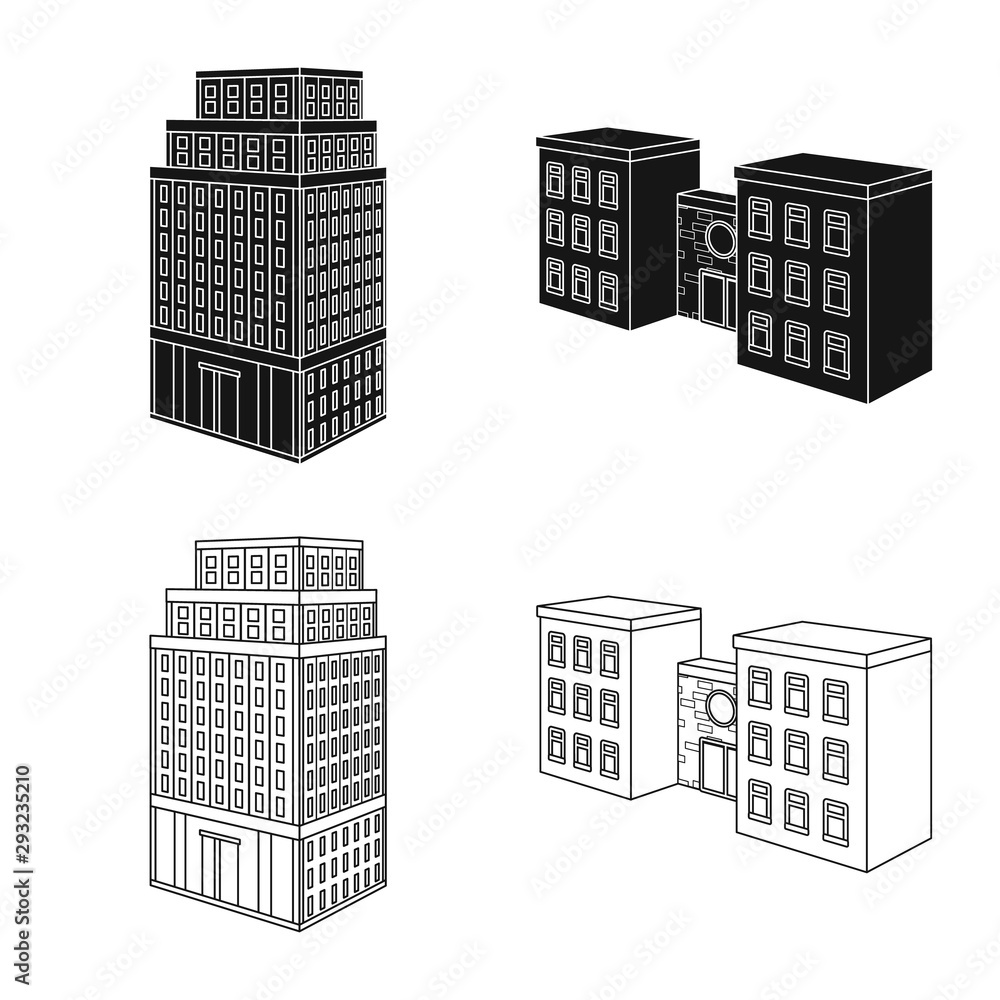Isolated object of construction and building symbol. Set of ...