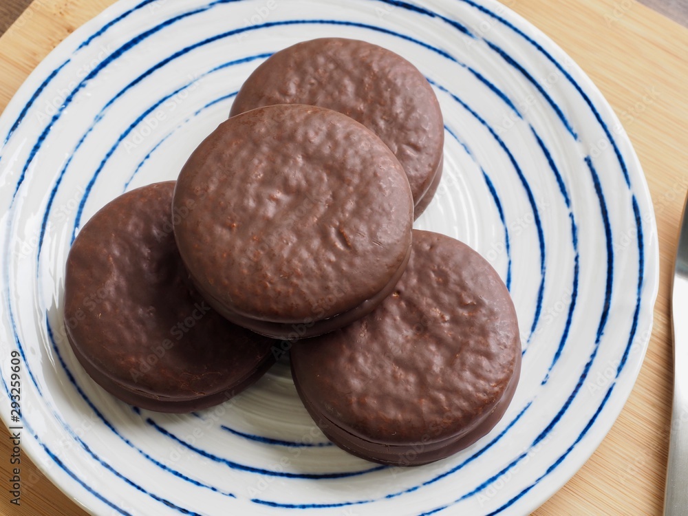 Choco Pie, Round Chocolate Sweets Stock Photo | Adobe Stock