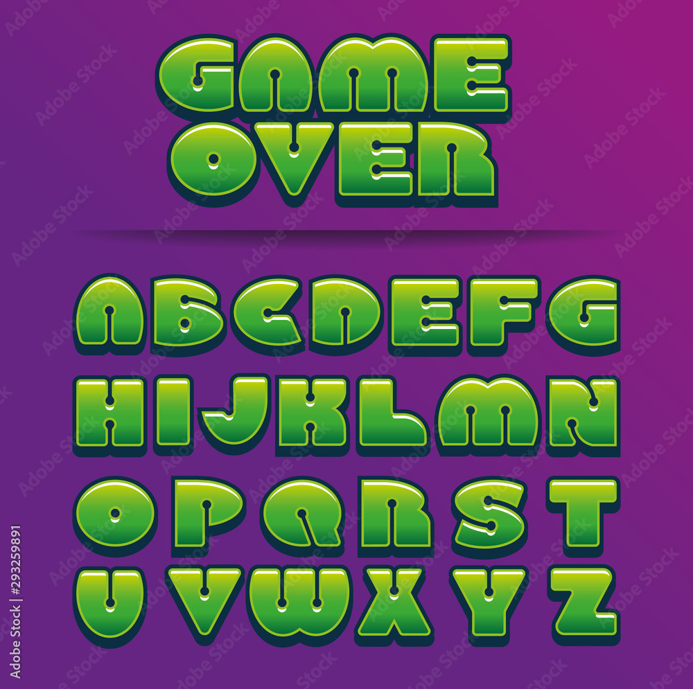 Game Over, a vector illustration, art style alphabet, font of Game Over ...