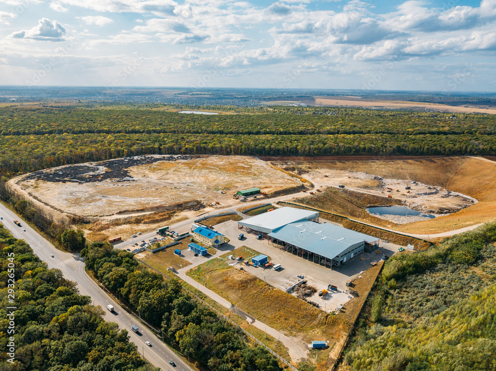 City dump. Aerial view of urban solid waste landfill Stock Photo ...
