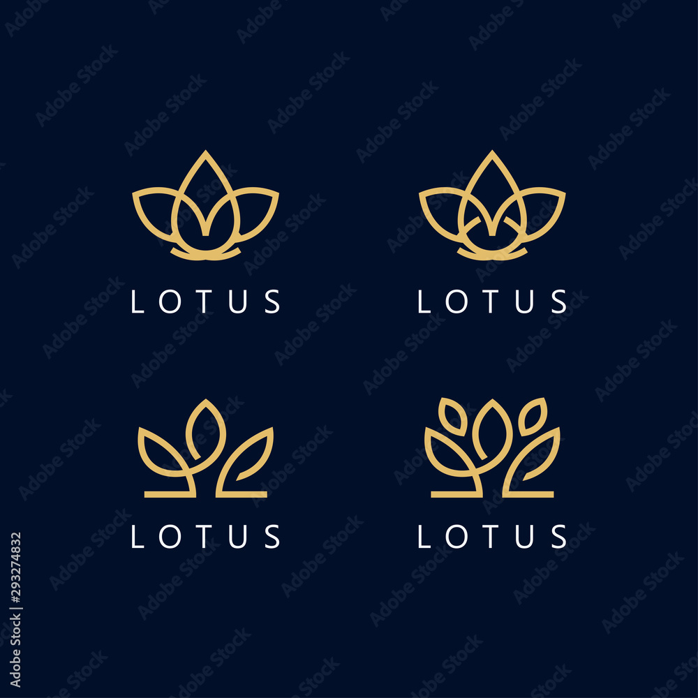 Gold Lotus, crown logo design set vector Stock Vector | Adobe Stock