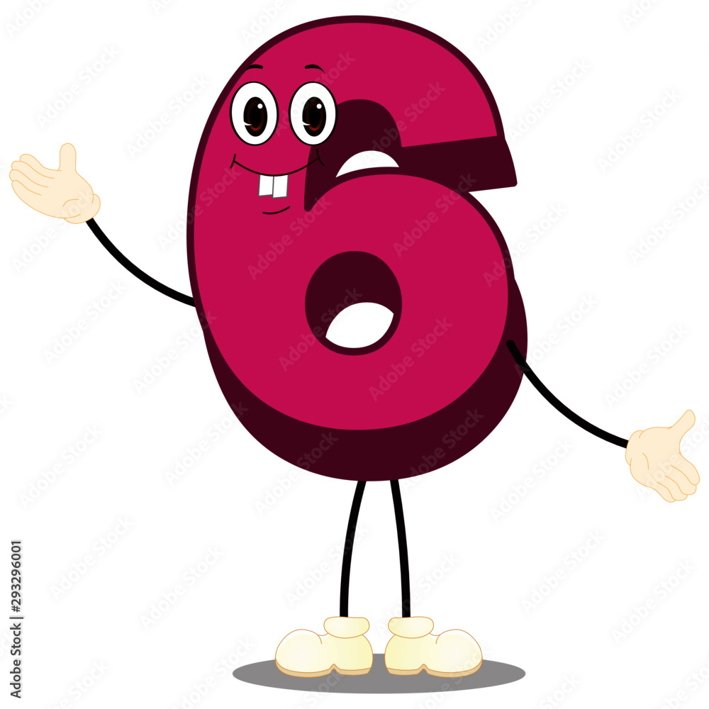 Number Six - Cartoon Vector Image Stock Vector | Adobe Stock