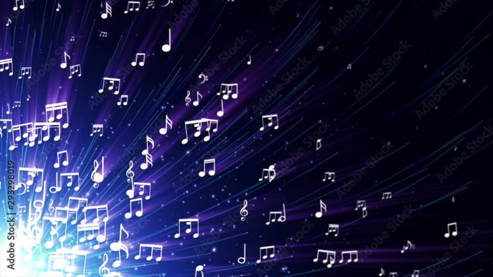 Musical Notes Animation, Rendering, Background, Loop, 4k vídeo do Stock ...