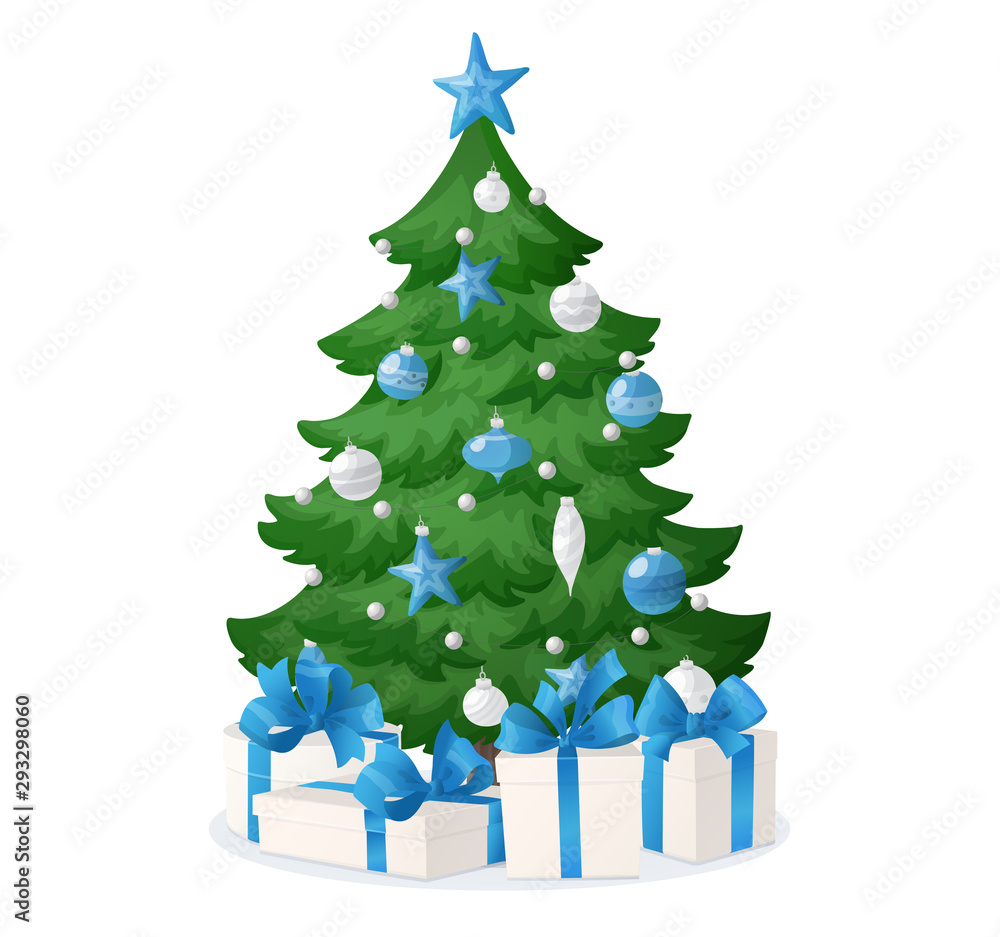 Christmas Present Cartoon Blue