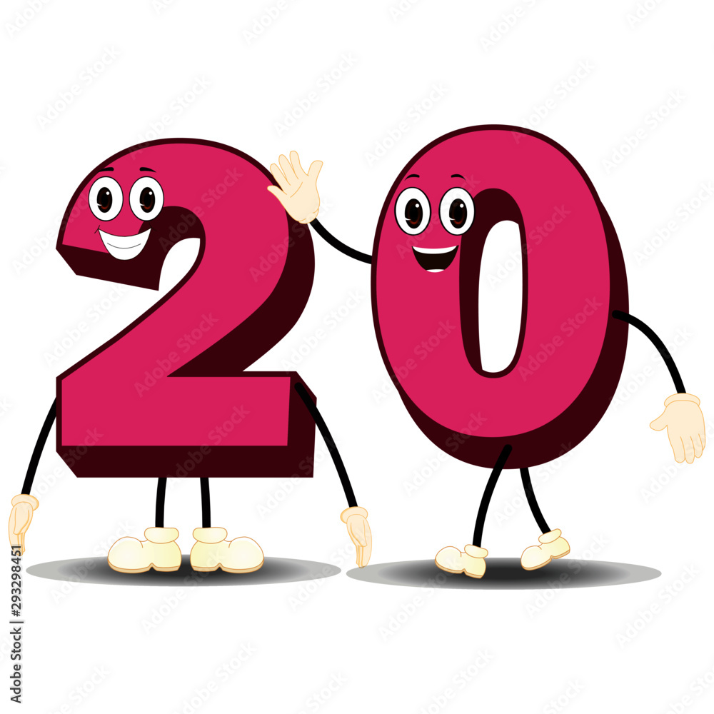 Number Twenty Character - Cartoon Vector Image Stock Vector | Adobe Stock