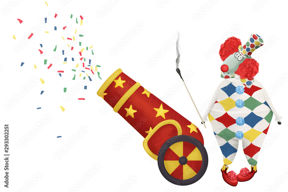 Sheep and cannon. Cute positive clip art set, illustrations kit on ...