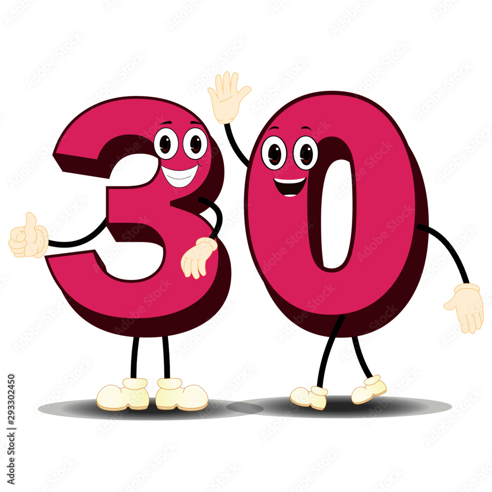 Number Thirty - Cartoon Vector Image Stock Vector | Adobe Stock