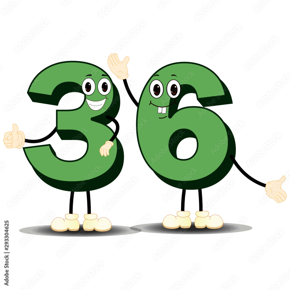 Number Thirty Six - Cartoon Vector Image Stock Vector | Adobe Stock