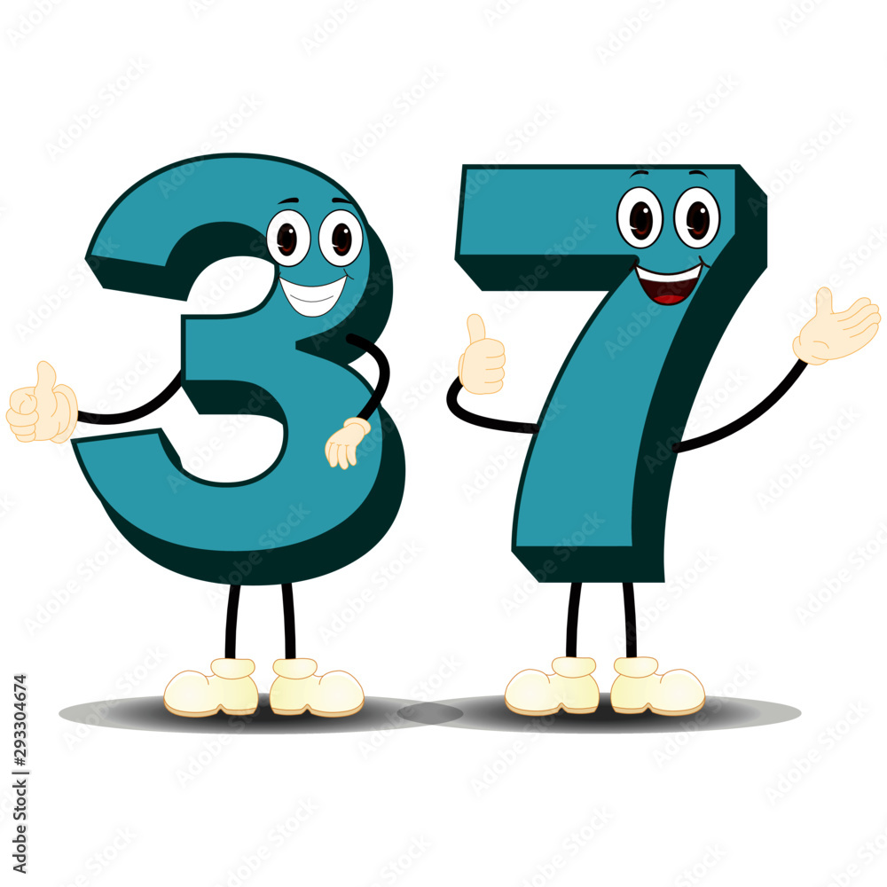 Number Thirty Seven - Cartoon Vector Image Stock Vector | Adobe Stock