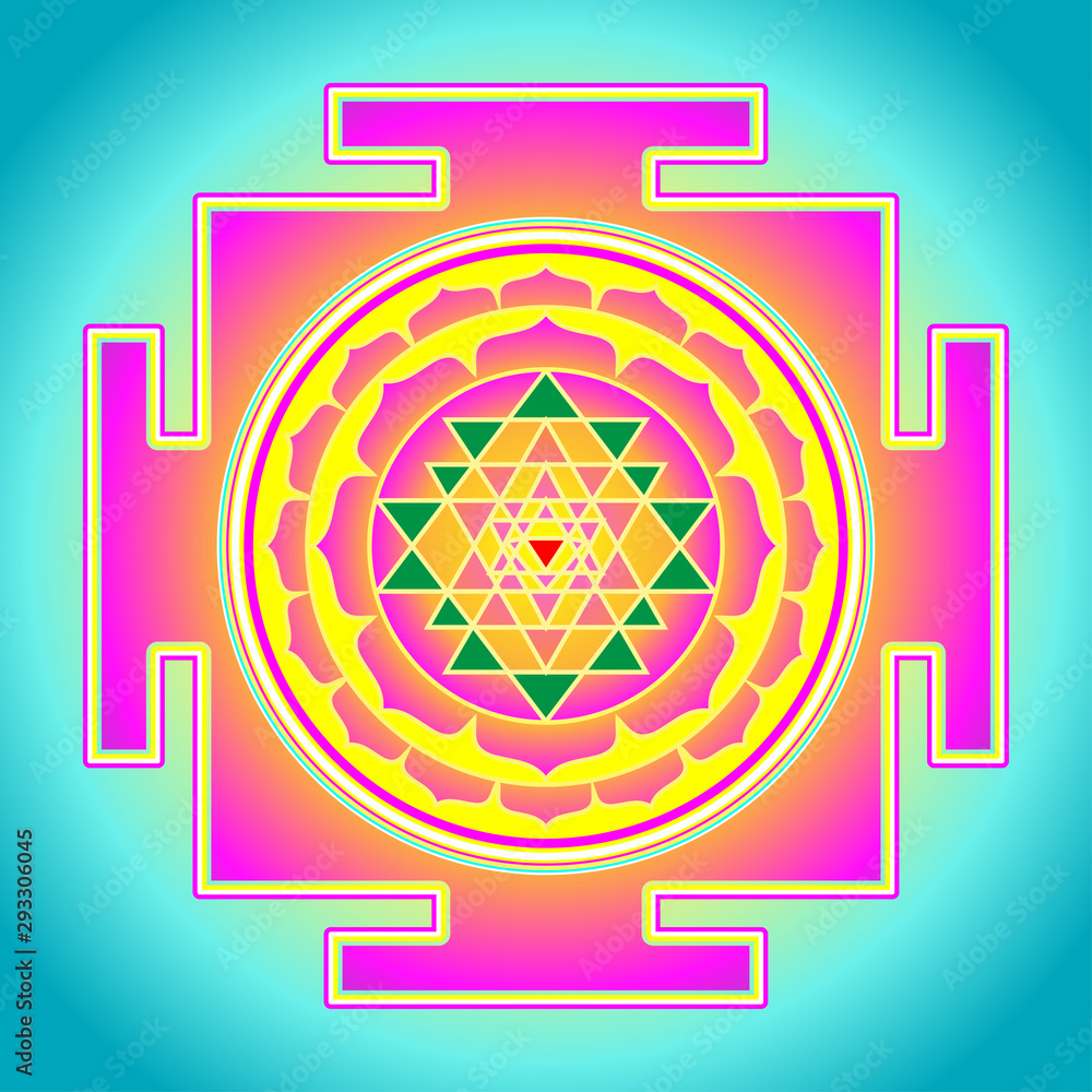 The Sri Yantra or Sri Chakra, form of mystical diagram, Shri Vidya ...