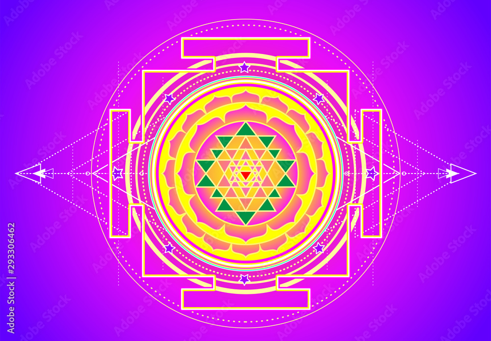 The Sri Yantra or Sri Chakra, form of mystical diagram, Shri Vidya ...