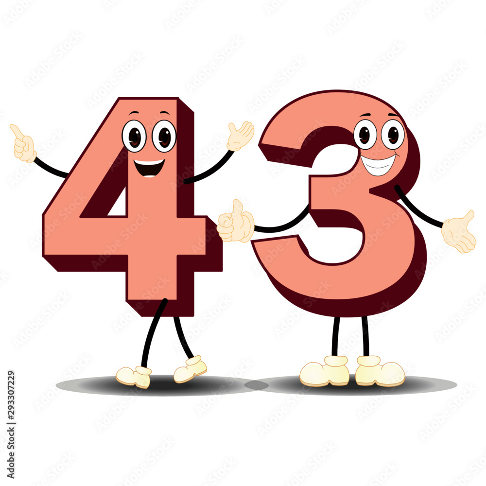 Number Forty Three - Cartoon Vector Image Stock Vector | Adobe Stock Number Forty Three - Cartoon Vector Image Stock Vector | Adobe Stock