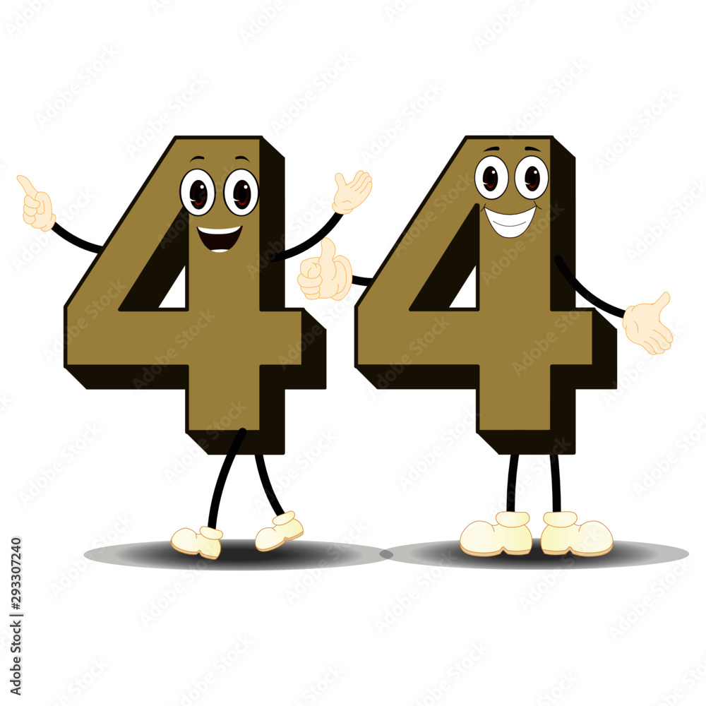 Number Forty Four - Cartoon Vector Image Stock Vector | Adobe Stock