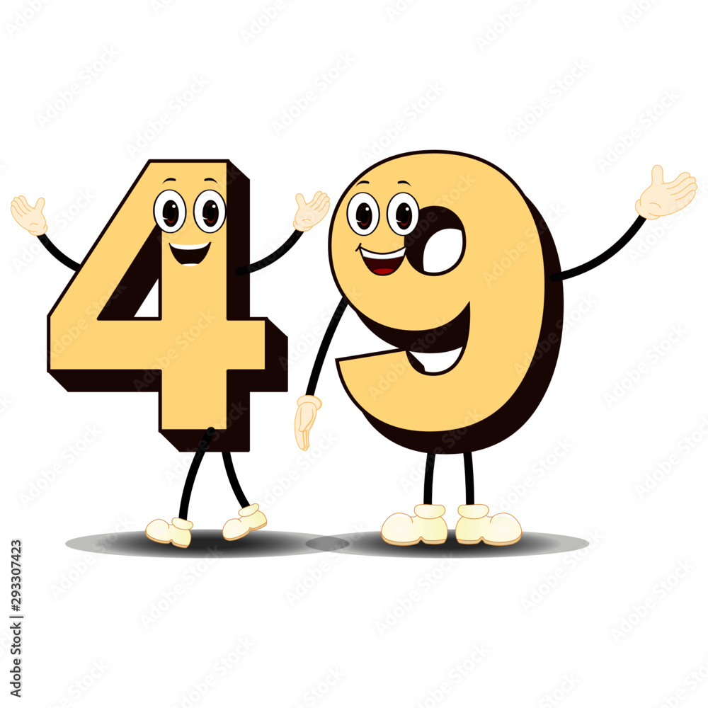 Number Forty Nine - Cartoon Vector Image Stock Vector | Adobe Stock