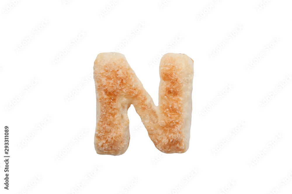 Letter "N" made from sweet puffs. Edible English alphabet. The letters ...