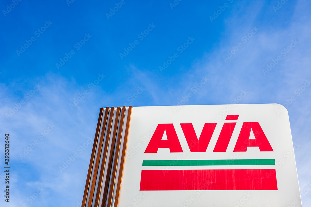 AVIA logo on its gas service station Stock Photo | Adobe Stock