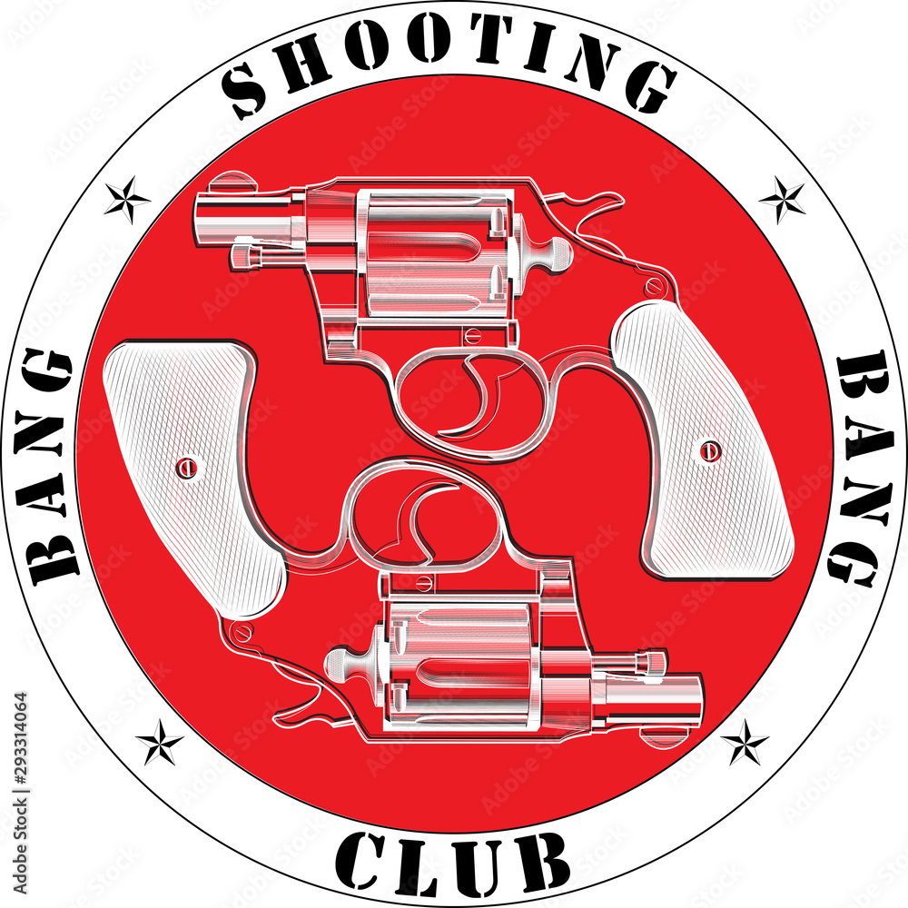 shooting club logo - vector image with two revolvers and inscription ...