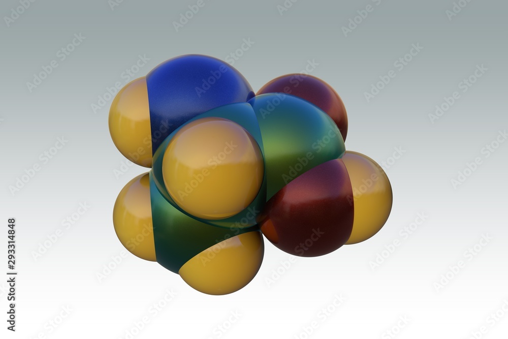 Space-filling molecular model of l-alanine, an amino acid used in the ...