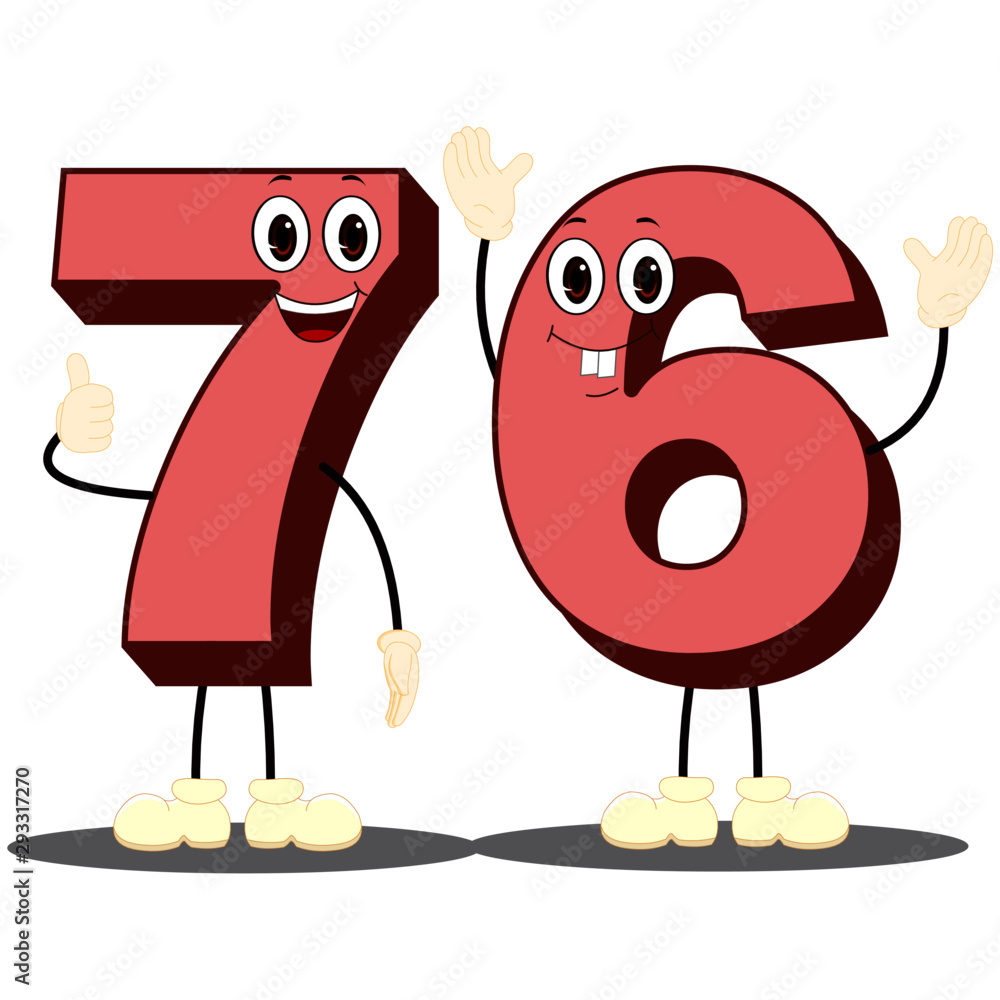 Number Seventy Six - Cartoon Vector Image Stock Vector | Adobe Stock