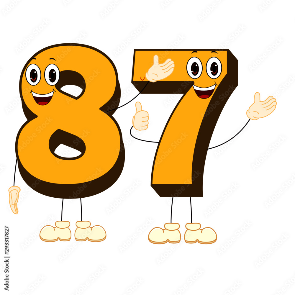 Number Eighty Seven - Cartoon Vector Image Stock Vector | Adobe Stock