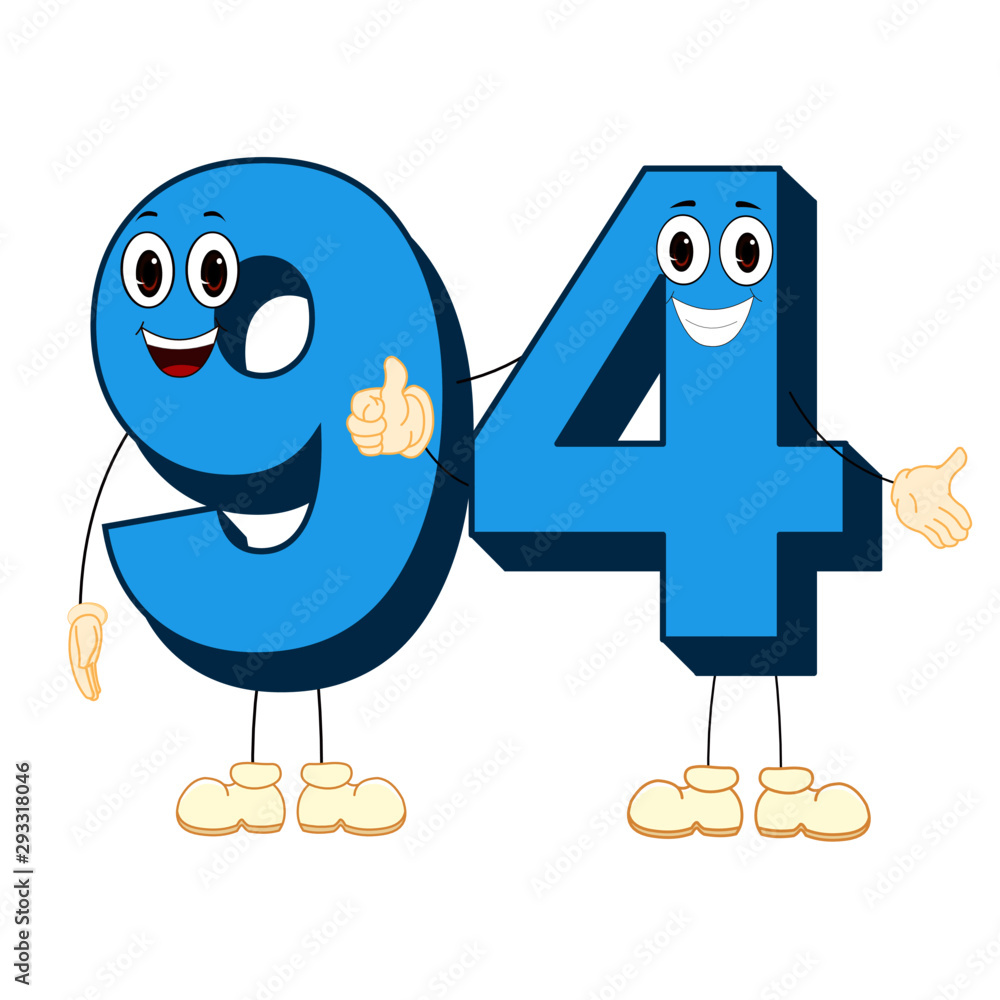 Number Ninety Four - Cartoon Vector Image Stock Vector | Adobe Stock