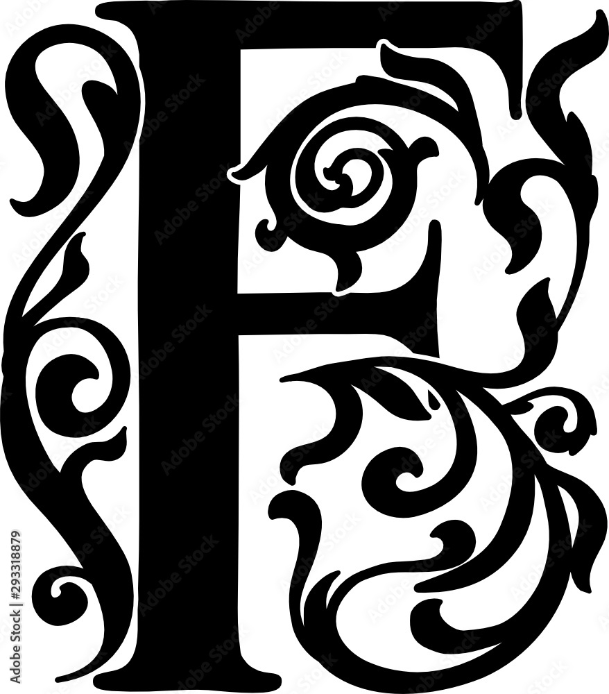 Letter F Capital Illuminated Vector Svg Letter Stock Vector | Adobe Stock