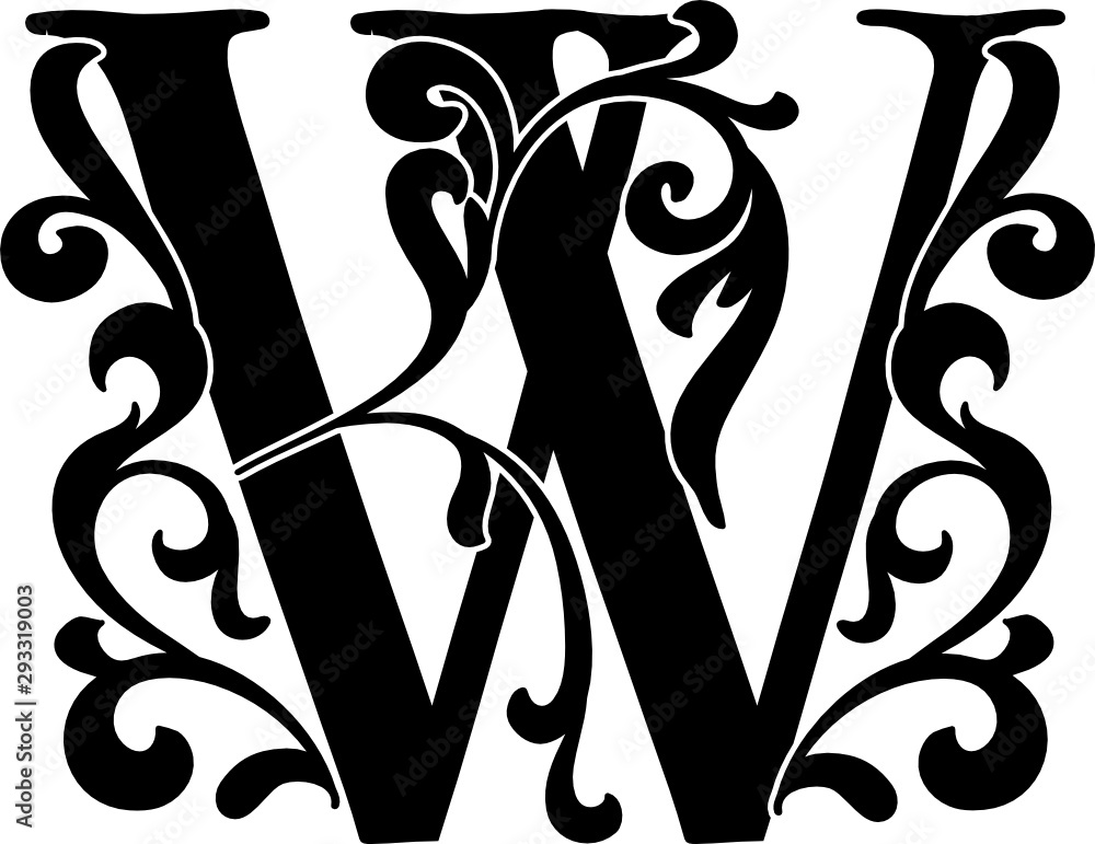 Letter W Capital Illuminated Vector Svg Letter Stock Vector | Adobe Stock