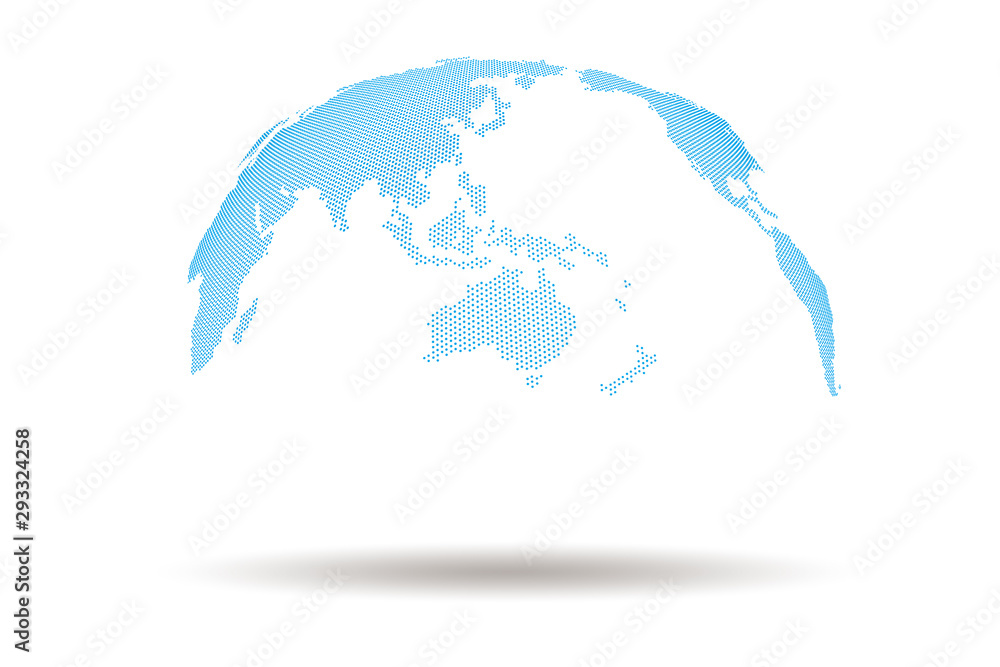 World Map 3d Design with Blue Dot shape On white Background , Present ...