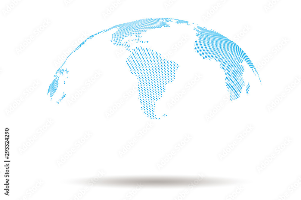 World Map 3d Design with Blue Dot shape On white Background , Present ...