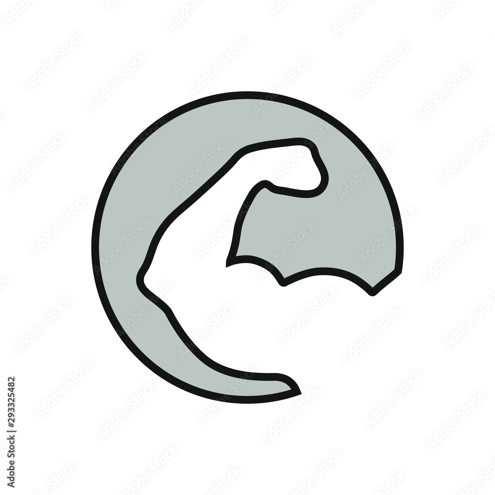 Strong hand graphic icon. Brawny hand sign in the circle isolated on ...