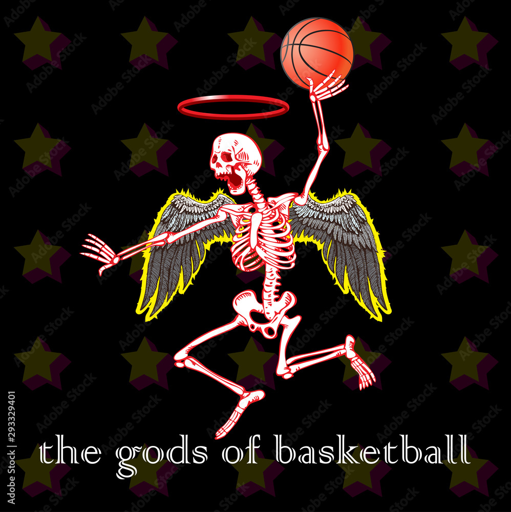 vector image of a skeleton of a basketball player with wings, in ...
