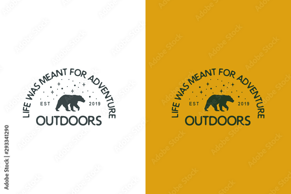 animal wild vintage logo design sign illustration symbol vector bear ...