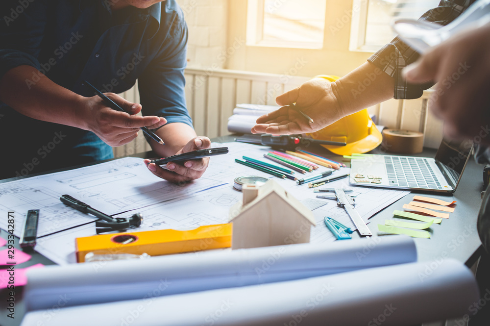 Architects and engineers use a digital calculator to calculate the ...