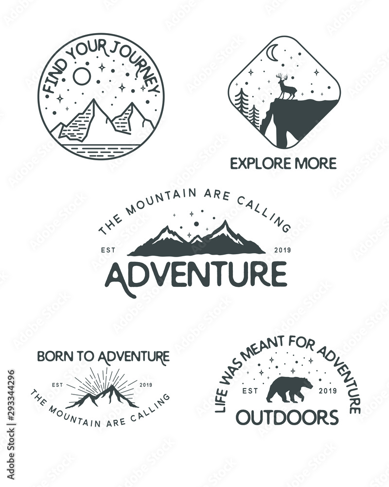 set of adventure vintage logo design sign illustration symbol vector ...