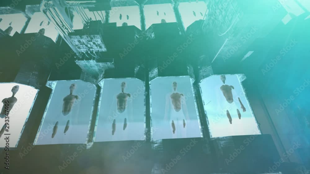 human cloning concept, sci Fi lab, render 3D Stock 비디오 | Adobe Stock