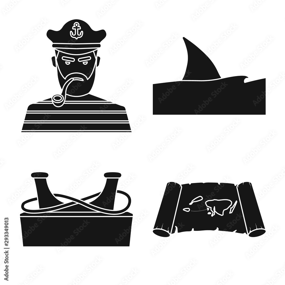 Vector illustration of journey and seafaring sign. Collection of ...