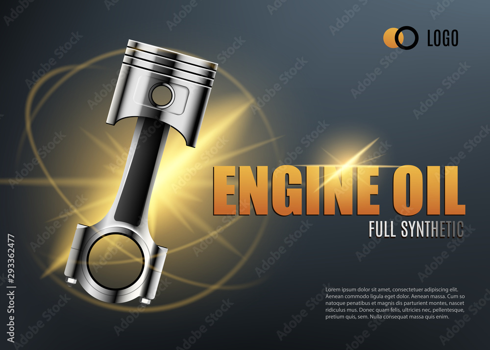Car motor oil or auto engine synthetic lubricant 3d vector advertising ...
