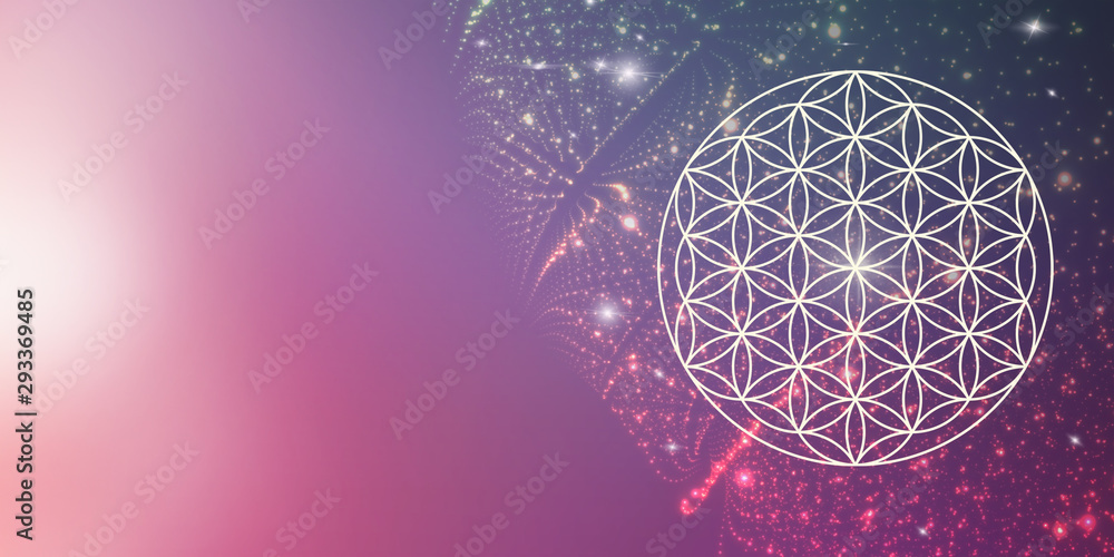 flower of life - spiritual cosmic light - background / banner Stock ...
