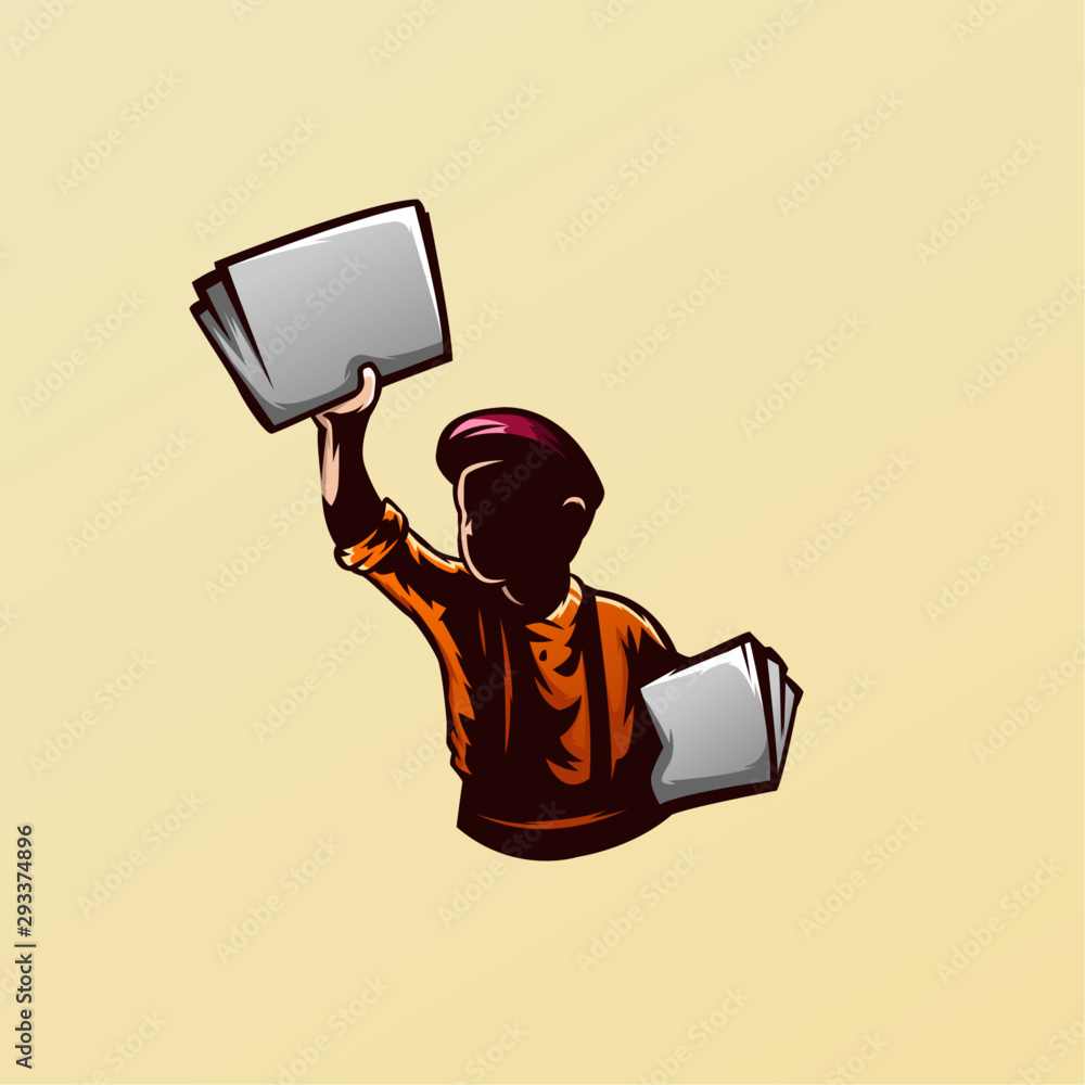 paper boy logo Stock Vector | Adobe Stock