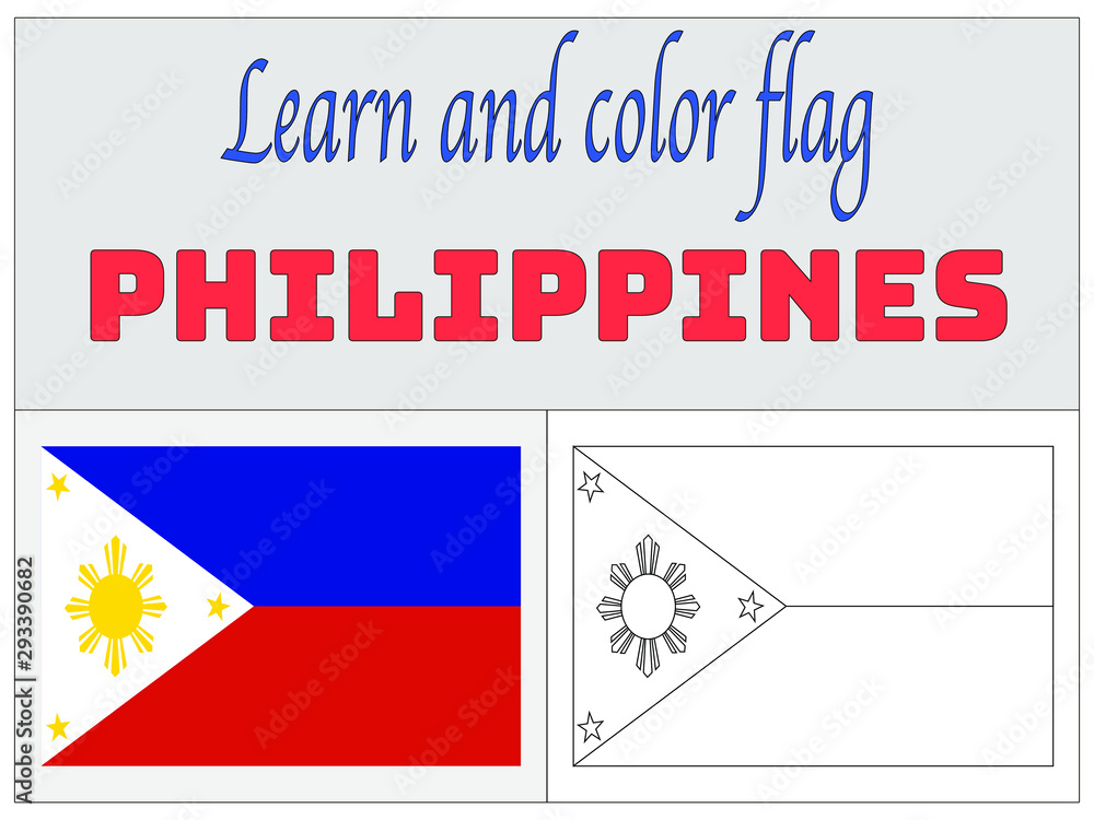 Philippines National flag Coloring Book for Education and learning ...