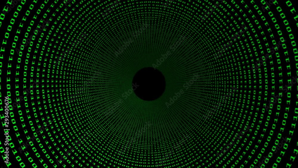 Tunnel Binary Code Background With Digits On Screen Algorithm Binary Data Code Decryption And