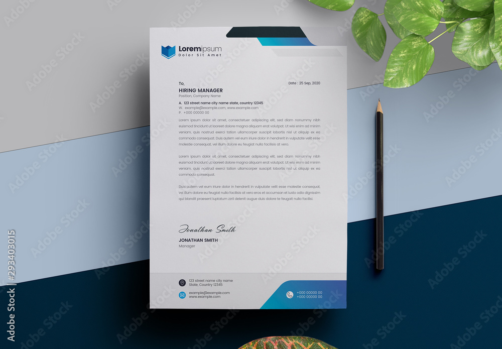 Letterhead Layout with Geometric Accents Stock Template | Adobe Stock