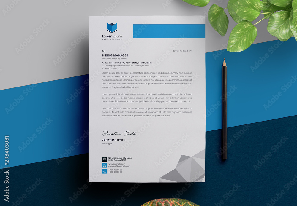 Letterhead Layout with Geometric Elements Stock Template | Adobe Stock